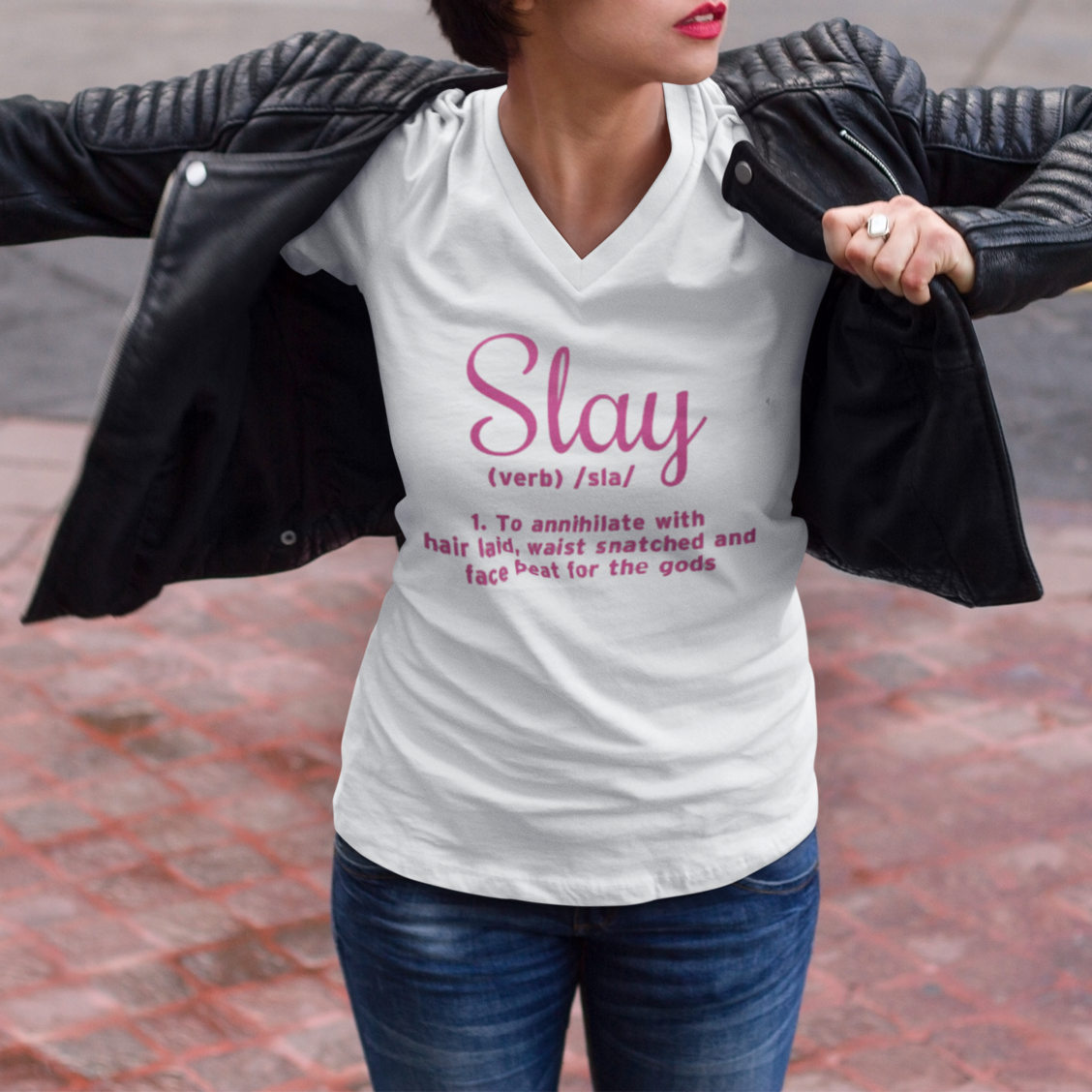 Slay Women's V-Neck Tee - Vivian and Ellis - Shop Now